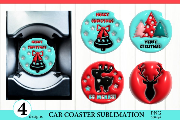 3D Puff Car Coaster PNG. 3D Inflated Puff Sublimation