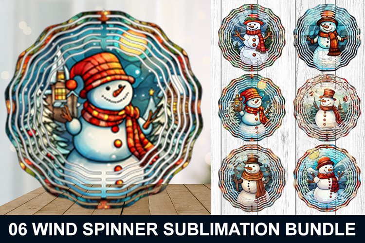 Snowman Stained Glass Wind Spinner Bundle