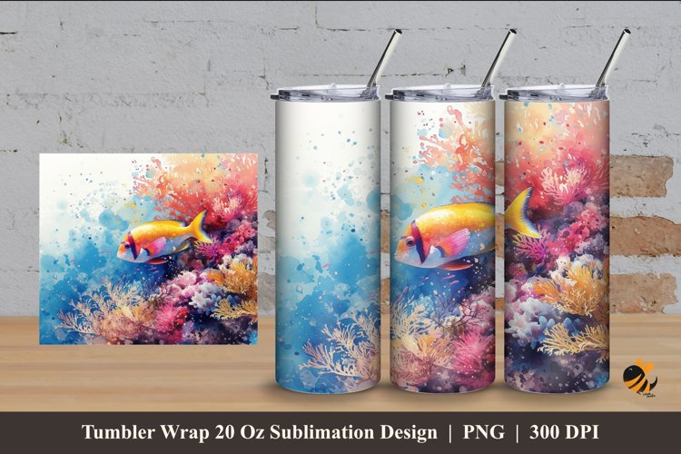 Ocean Beauty Tumbler Wrap Sublimation Design 4