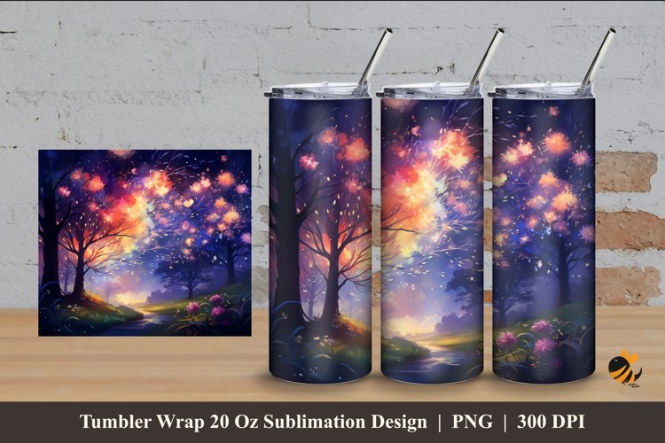 Sparkling Stars Tumbler Wrap Sublimation Design 4