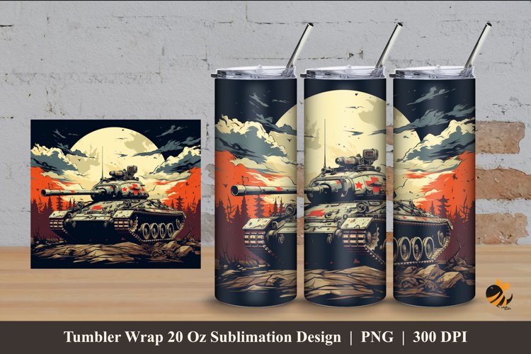 World War Tank Tumbler Wrap Sublimation Design 4