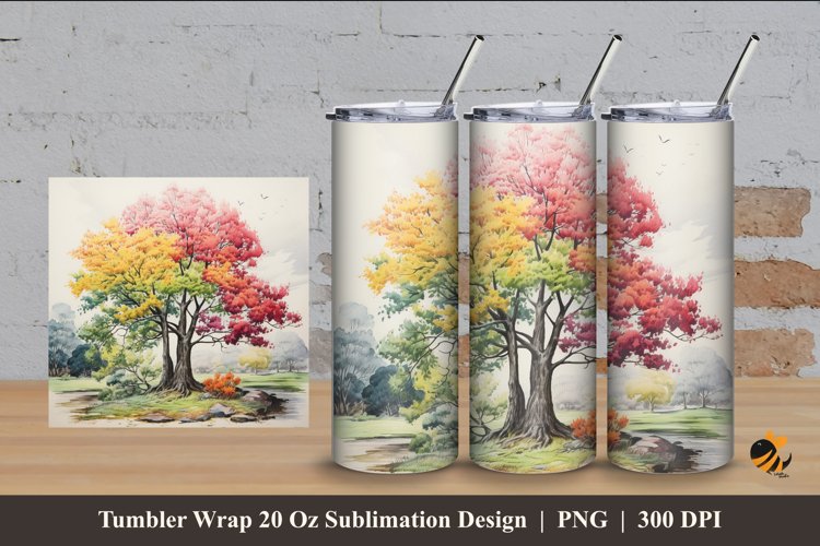 Lovely Tree Tumbler Wrap Sublimation Design 4