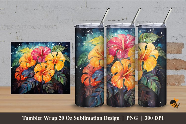 Monstera Colorful Tumbler Wrap Sublimation Design (3820667)