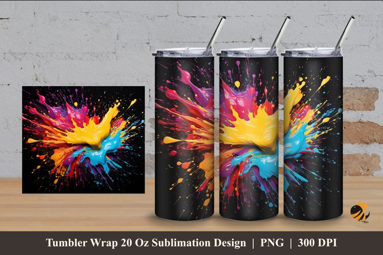Splash Colorful Tumbler Wrap Sublimation Design 4