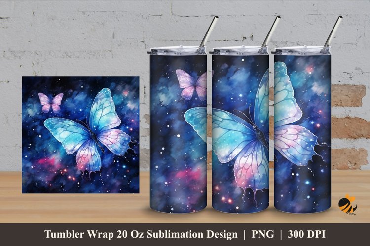Butterfly Nebula Tumbler Wrap Sublimation Design 4