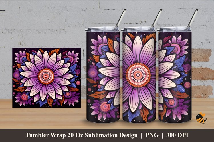 Floral Batik Tumbler Wrap Sublimation Design 4 (4009289)
