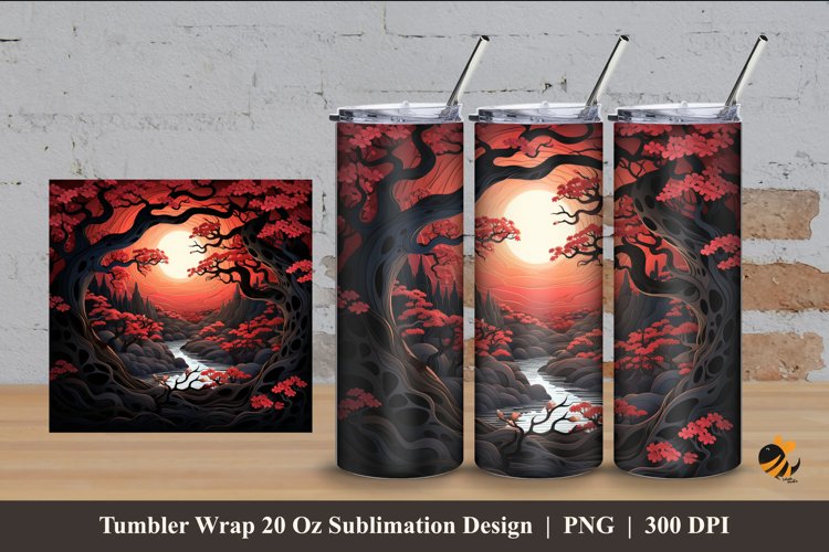 3D Maple Tree Tunnel Tumbler Wrap Sublimation (3523791)