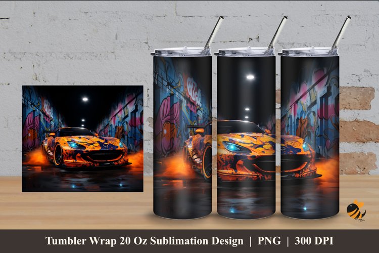 Street Car Tumbler Wrap Sublimation Design 4