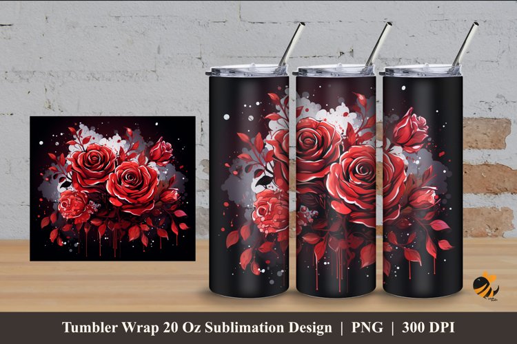 Smoky Rose Tumbler Wrap Sublimation Design 4