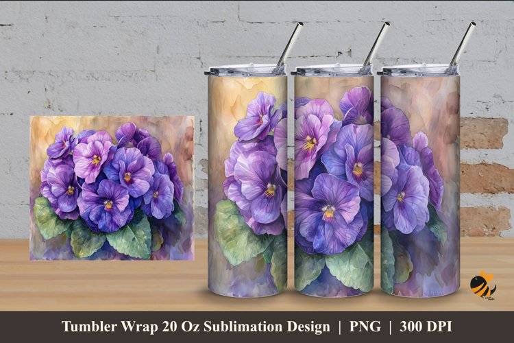 African Flower Tumbler Wrap Sublimation Design 4