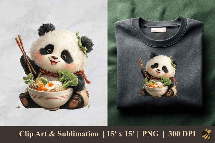 Cute Panda Eating DTF Sublimation Clipart Design 4