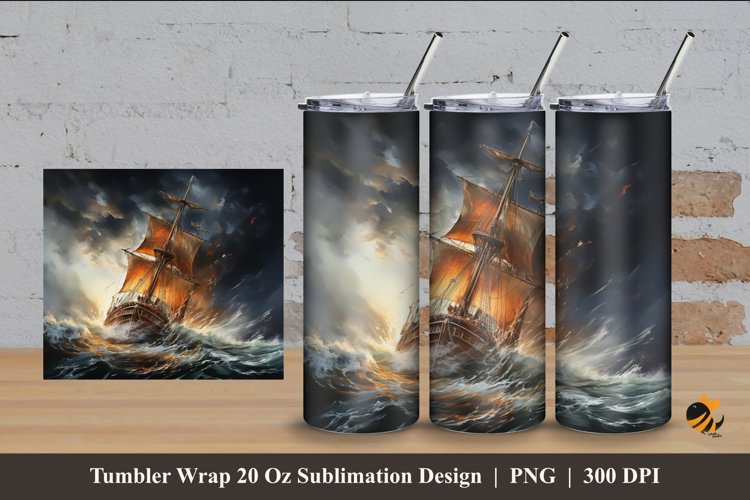 Sea Storm Tumbler Wrap Sublimation Design 4