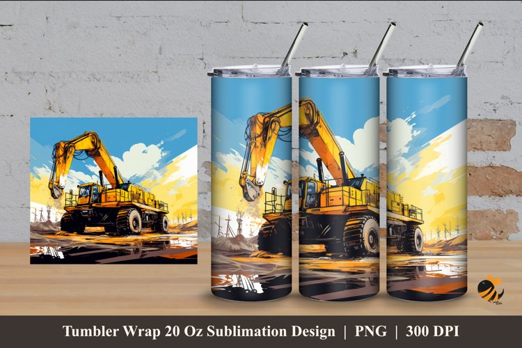 Heavy Crane Tumbler Wrap Sublimation Design 4
