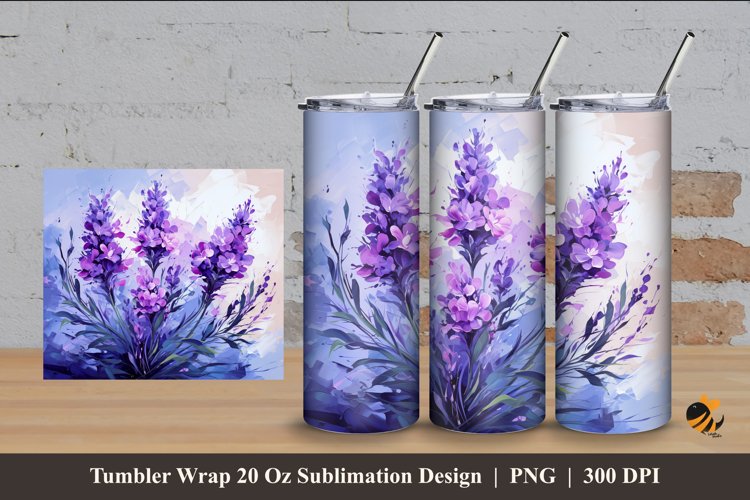 Painting Lavender Tumbler Wrap Sublimation Design (3155069)