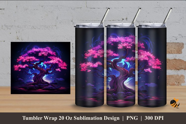 Sakura Light Tumbler Wrap Sublimation Design 4