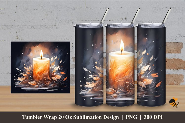 Painting Candle Tumbler Wrap Sublimation Design 4