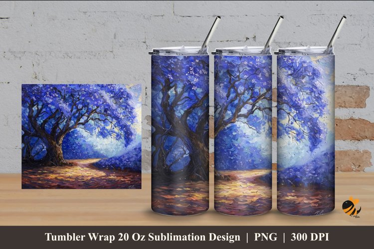 Painting Purple Tree Tumbler Wrap Sublimation (4482904)