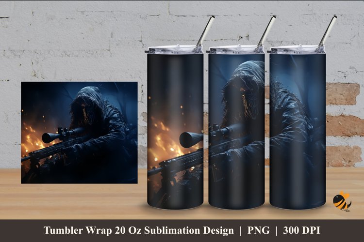 Sniper Tumbler Wrap Sublimation Design 4