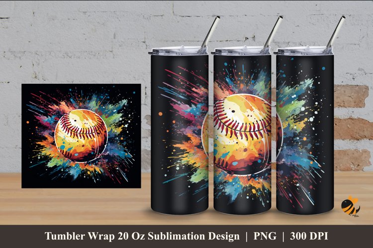 Colorfull Baseball Tumbler Wrap Sublimation Design (3069265)