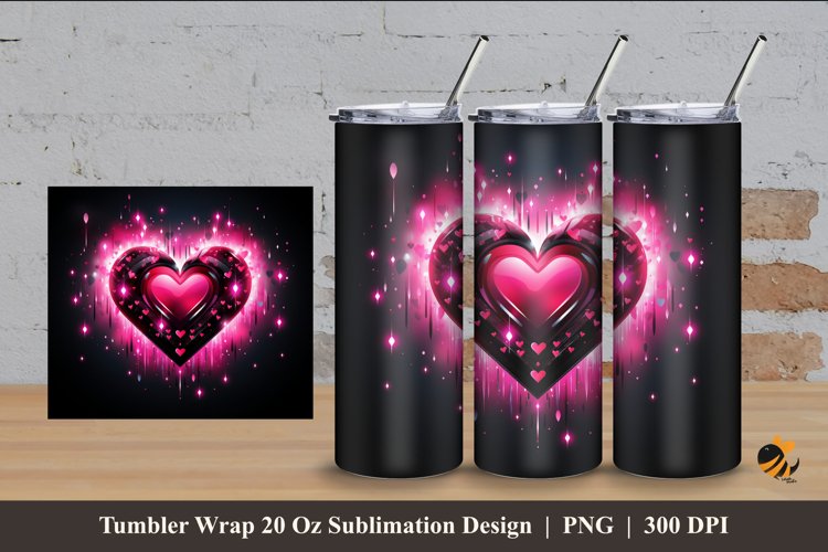 Black Pink Love Tumbler Wrap Sublimation Design 4