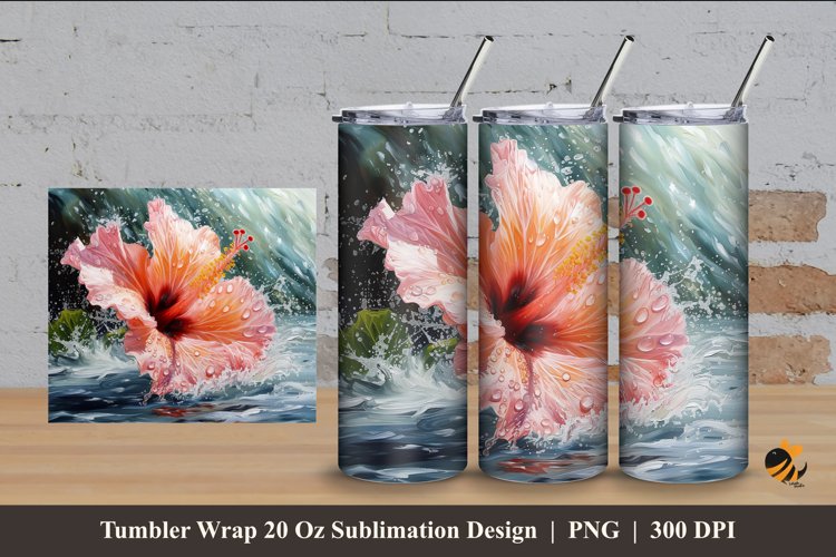 Lily Splash Tumbler Wrap Sublimation Design 4
