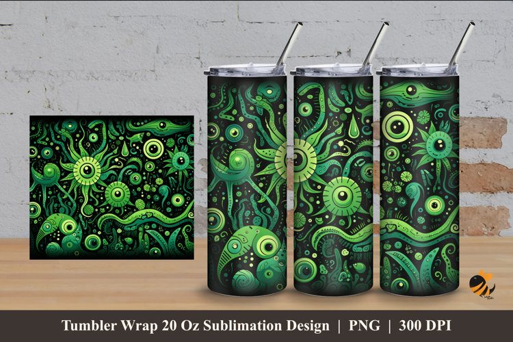 Green Graffiti Tumbler Wrap Sublimation Design 4