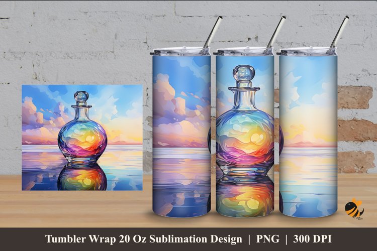 Wonderful Bottle Tumbler Wrap Sublimation Design 4