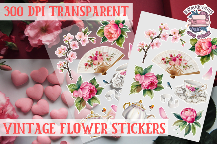 Vintage Flowers Sticker Sheet Spring Botanical Png (5377965)