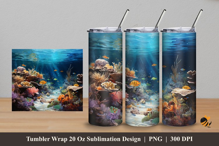 Sea Aquarium Tumbler Wrap Sublimation Design 5