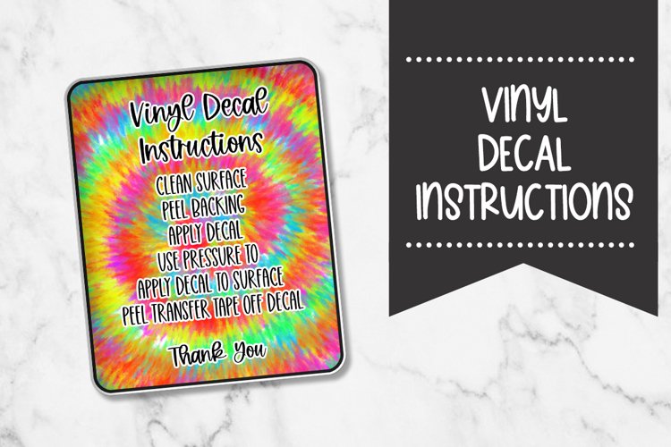 Rainbow Tie Dye | Vinyl Decal Instruction Card