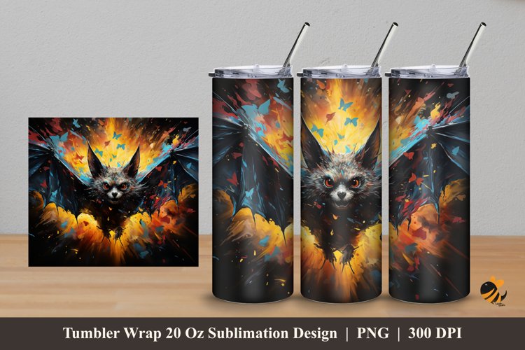 Bat Abstract Tumbler Wrap Sublimation Design 5