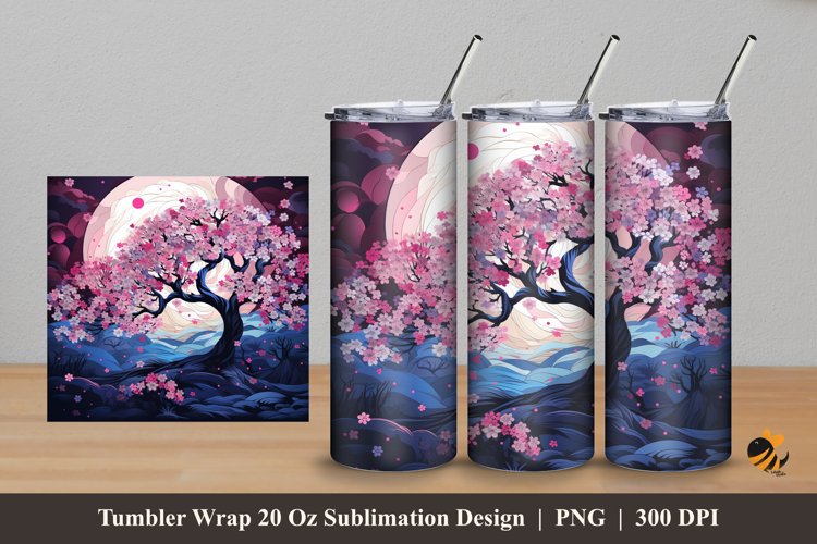 Sakura View Tumbler Wrap Sublimation Design 5