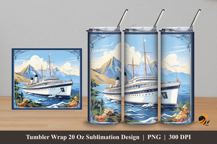 Travel Ship Tumbler Wrap Sublimation Design 5
