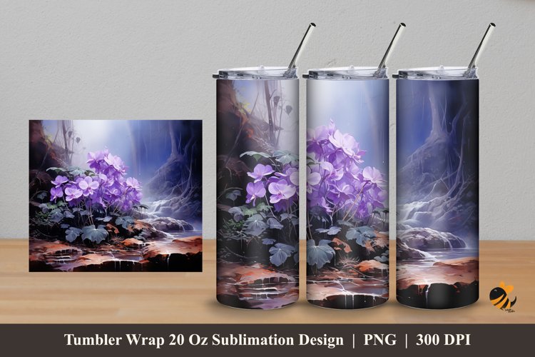 Beautiful Purple Tumbler Wrap Sublimation Design 5