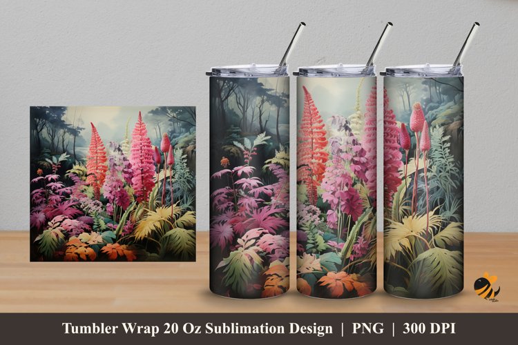 Tropical Fern Tumbler Wrap Sublimation Design 5