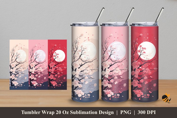 Sakura Flower Tumbler Wrap Sublimation Design 5