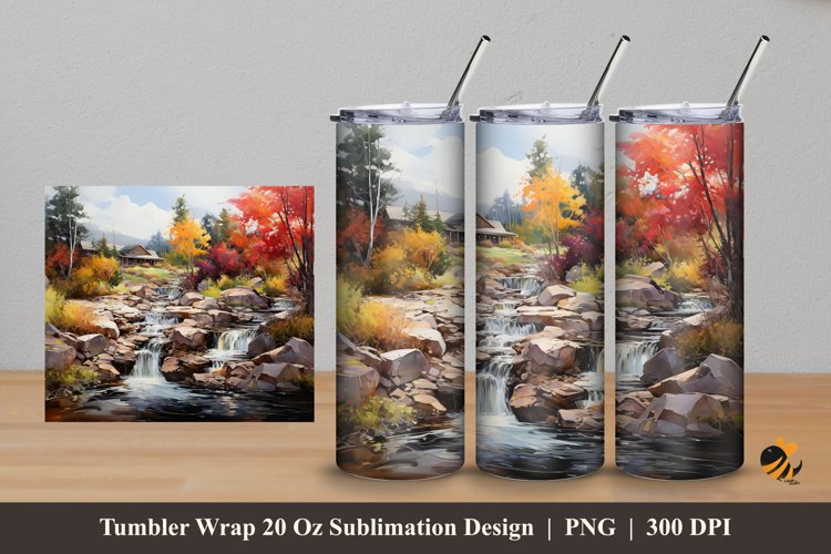 Small River Tumbler Wrap Sublimation Design 5