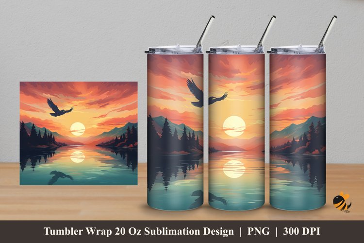 Natural Sunset Tumbler Wrap Sublimation Design 5