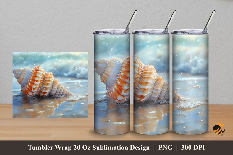Seashell Tumbler Wrap Sublimation Design 5