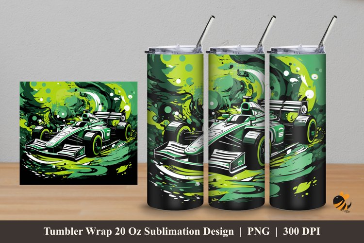 Racing Car Effect Tumbler Wrap Sublimation Design (3560876)