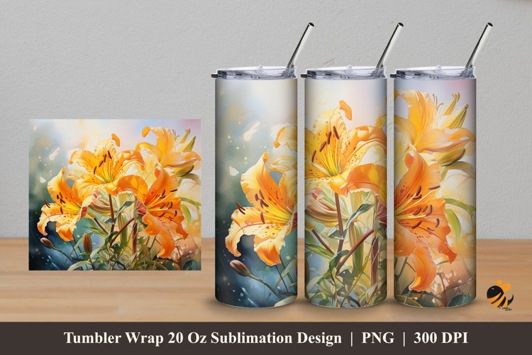 Lilium Flower Tumbler Wrap Sublimation Design 5