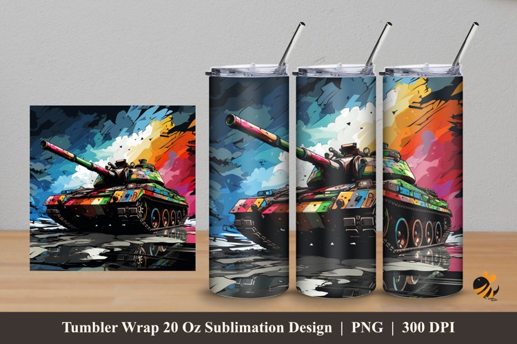 Colorful Tank Tumbler Wrap Sublimation Design 5
