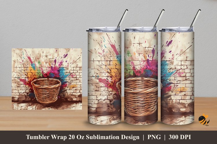 Street Art Basket Tumbler Wrap Sublimation Design (4628904)