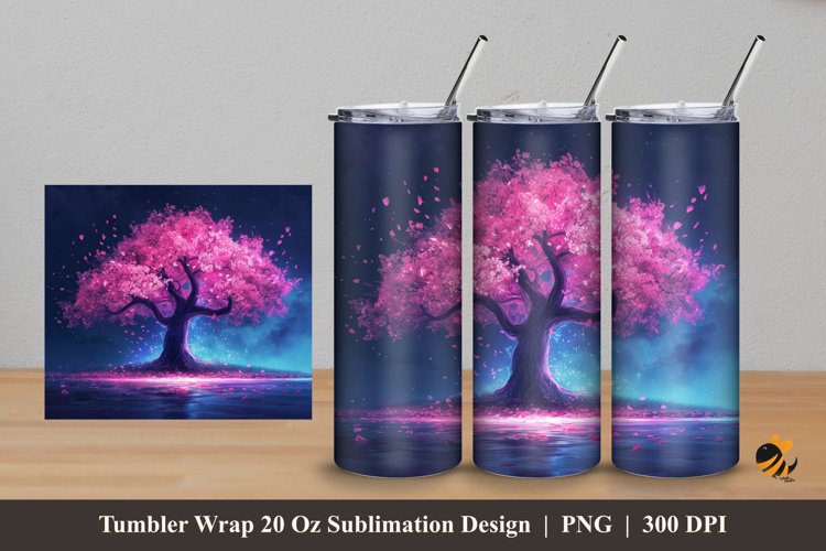 Sakura Tree Tumbler Wrap Sublimation Design 5 (3239312)