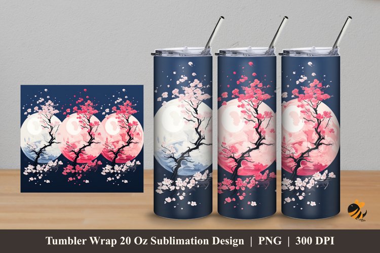 Sakura Branch Tumbler Wrap Sublimation Design 5