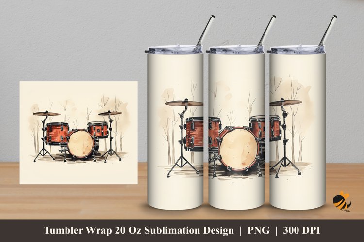 Music Drum Tumbler Wrap Sublimation Design 5