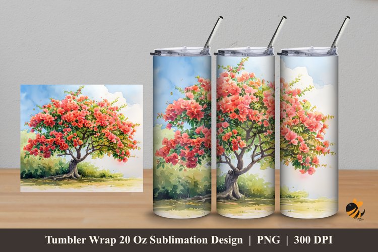 Realistic Tree Tumbler Wrap Sublimation Design 5