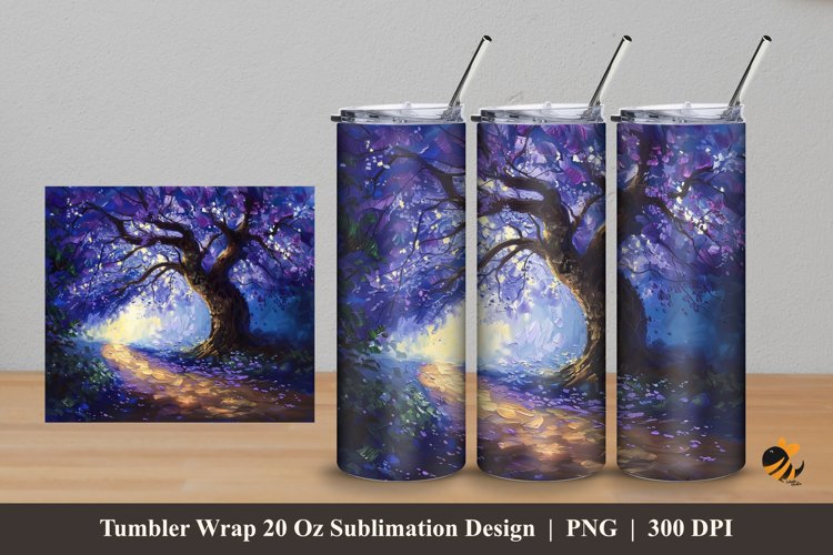 Painting Purple Tree Tumbler Wrap Sublimation (4482915)