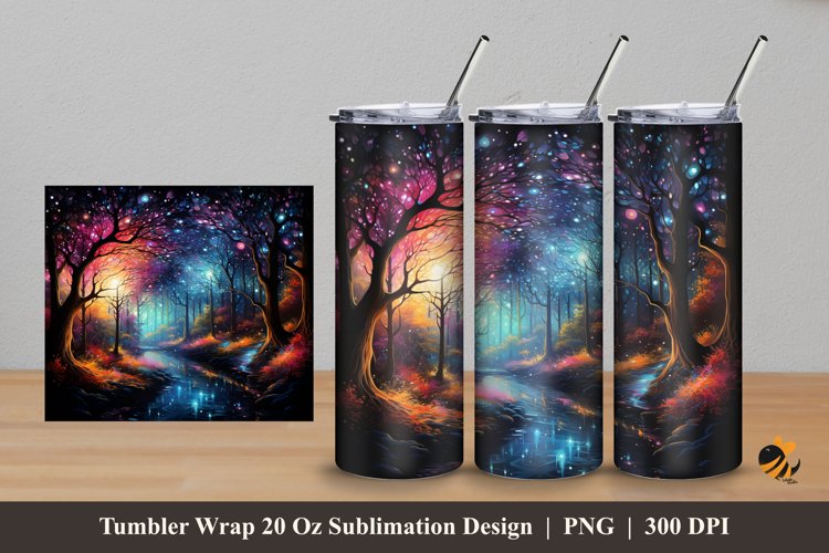 Sparkling Night Tumbler Wrap Sublimation Design 5