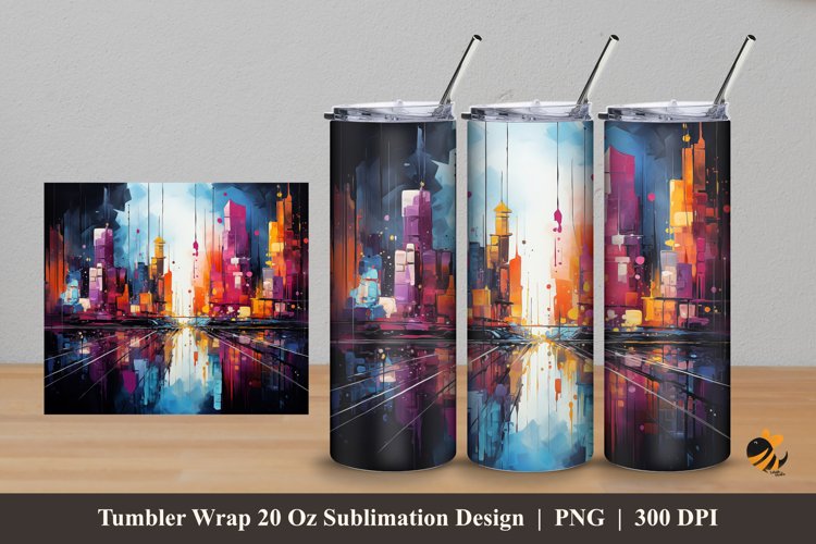Abstract City Design Tumbler Wrap Sublimation (3461480)